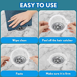 PPKKAI，30 Pack Disposable Shower Drain Hair Catcher，Shower Drain Dog Hair Catcher，Mesh Filter Sink Strainer Stickers，Bathtub Drain for Kitchen Bathroom