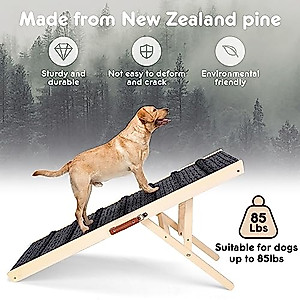 TOFUUMI Dog Ramp for Bed, Car Ramp, Folding Pet Ramp, Dog Stairs, Cat Ramp, Portable Dog Steps Suitable for Elevated Surface Between 15"-22" for Small and Medium Dogs (39 inches)