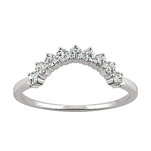 14K White Gold Moissanite Curved Crown Wedding Band-size 8 0.27cttw DEW by Charles & Colvard