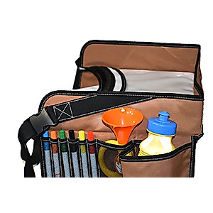 Sale! Kids Travel Tray, Lap Tray, Play Tray, Snack Tray, Activity Tray, with Mesh Storage, Plastic Writing Surface with Markers, for Car Seat, Stroller and Plane Fude Brand (Brown)