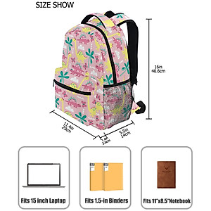 ZZKKO Pink Dinosaur Animal Pattern School Backpacks Book Bag for Boys Girls Travel Hiking Camping Daypack Work Laptop Backpack
