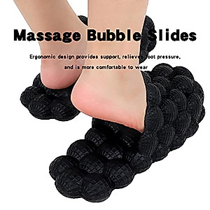ASONGMAKE Womens Massager Slippers,Funny Bubble Unisex Super Soft Sandals Mens Breathable Beach Slides,Bath Shower Slippers Bedroom Spa House Sandals Black41-42