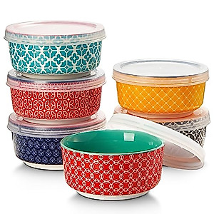 DOWAN Dipping Bowls with Lids, Ceramic Condiment Sauce Cups, 4.7 oz Dipping Sauce Bowls/Dishes for Charcuterie, Condiment, Tomato Sauce, Soy, BBQ and other Party Supplies, Assorted Colors, Set of 6