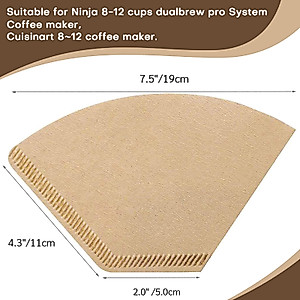 #4 Natural Brown Paper Cone Coffee Filters, Unbleached Coffee Filter 4, Fit 8~12 Cup Cuisinart Ninja Bonavita OXO Coffee Maker & #4 Cone Coffee Drippers, Replace Melitta Coffee Filters No.4 (100)