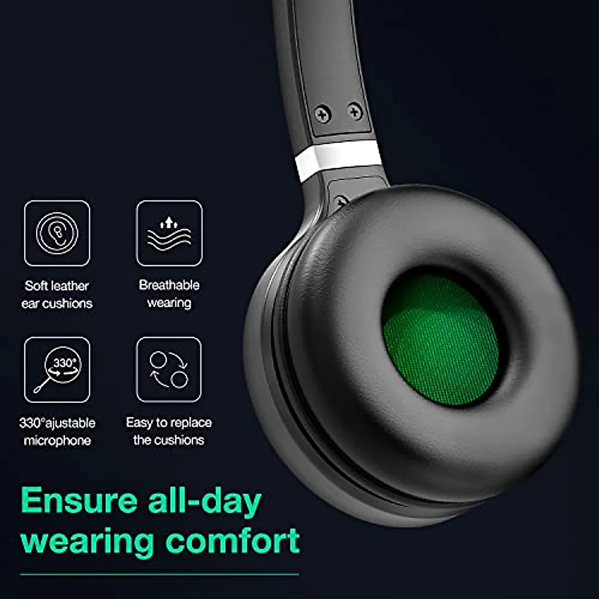 Yealink WH62 Wireless Headset with Microphone for PC Computer Laptop Zoom Teams Certified Headset for Office IP VoIP Phones DECT Headset SIP Phone for Unified Communication