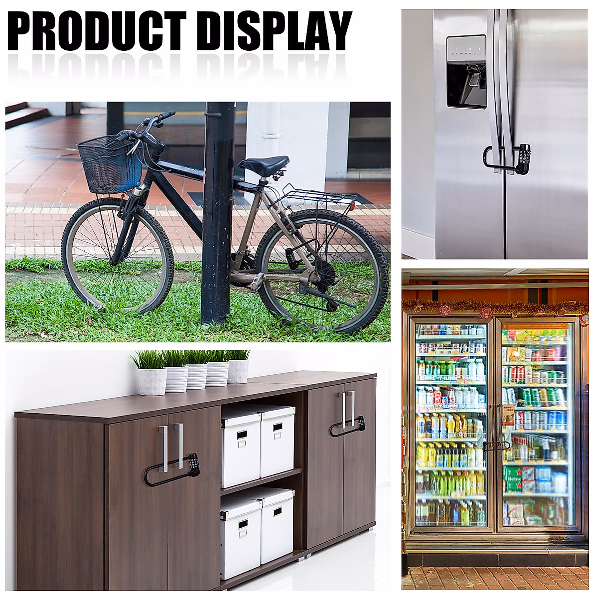 Shimeyao 4 Pieces 6 Inch Long Shackle Combination Lock 4 Digit Outdoor Waterproof Padlock with Resettable Code for School Gym Locker, Sports Locker, Fence, Gate, Toolbox, Case Storage, Black