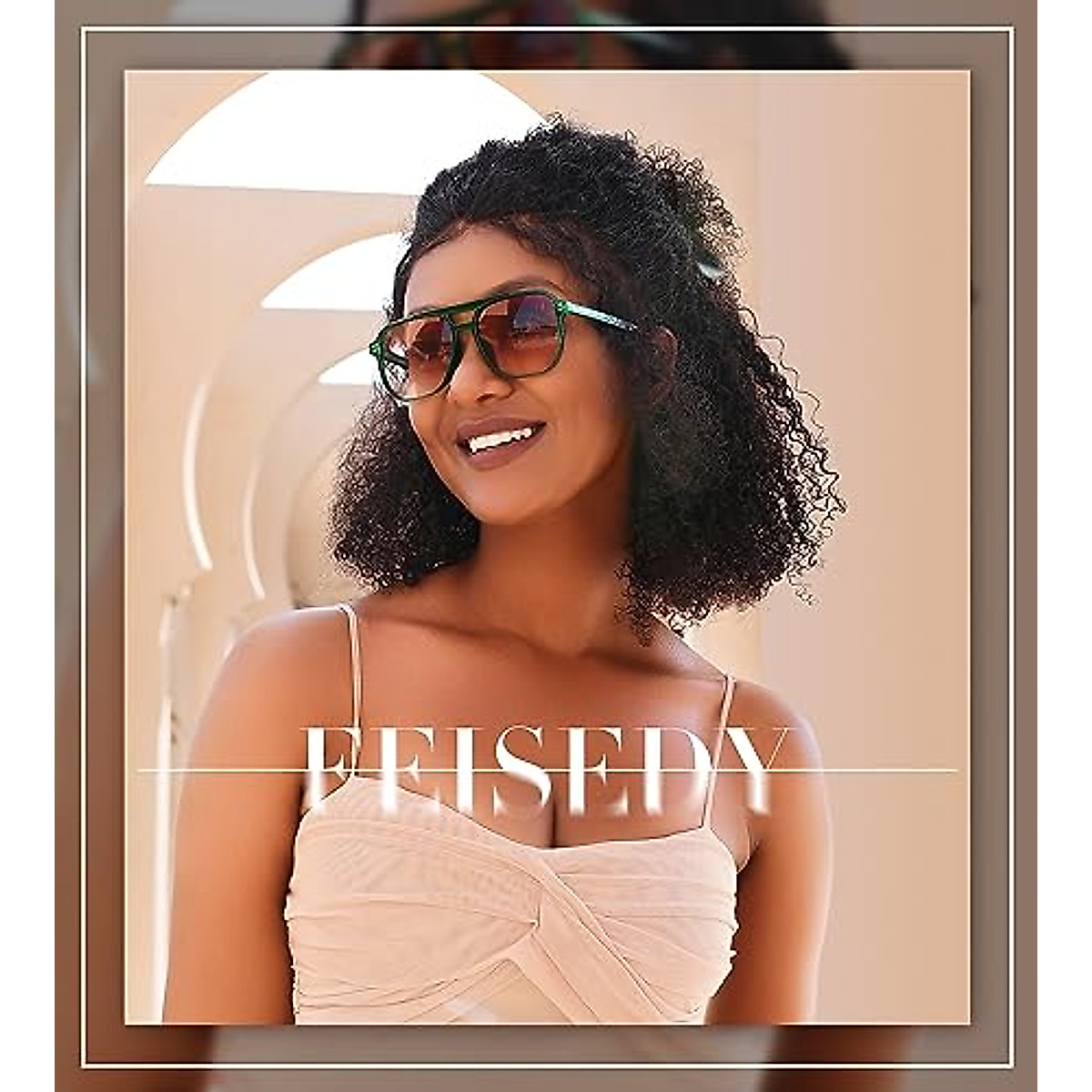FEISEDY Retro Square Aviator Sunglasses Women Men 70s Vintage Trendy Plastic Frame Sun Glasses B2835