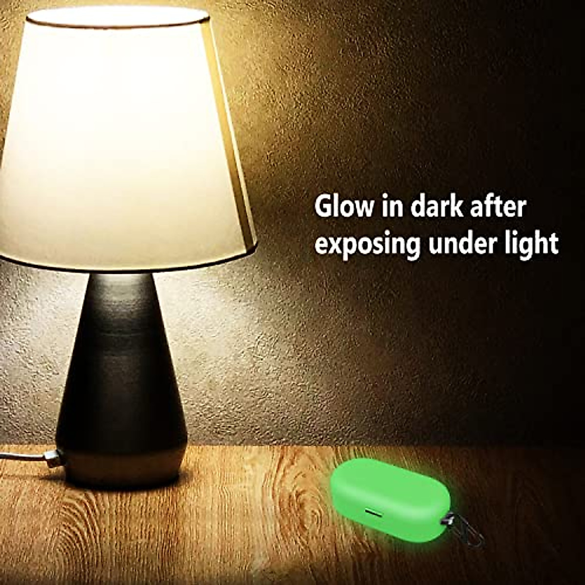 Geiomoo Silicone Case Compatible with TOZO T10, Protective Cover with Carabiner (Luminous Green)