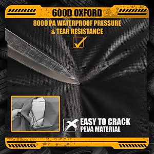 TMS 19 Ft Boat Cover with 96 Inch Beam Width for Bass Boat, Jon Boat, V-Hull Boat, Tri-Hull Boat, Fishing Runabouts, 8000 Pa Full Boat Hull Protection (Black)