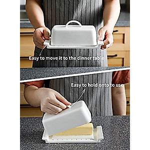 Sweese 319.101 Butter Dish with Lid, Butter Keeper with Handle - TBSP Markings, for East and West Coast Butter, White