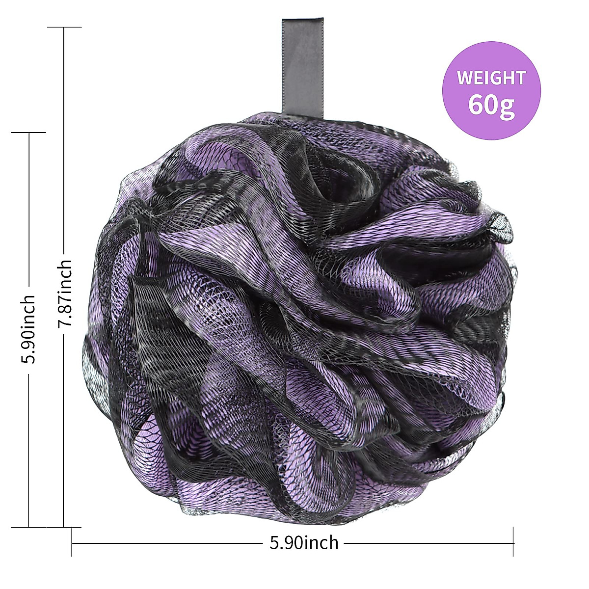 BCKENEY Bath Loofah Shower Sponge Body Back Scrubber Soft Mesh Shower Puffs Exfoliating Loofa for Women & Men Bath Accessories Cleaning Tool (Dark 2, 4Pcs 60G L)