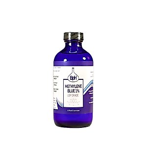 Methylene Blue, 1% USP (Pharmaceutical) Grade, 8 fl oz Glass; 3rd Party Tested
