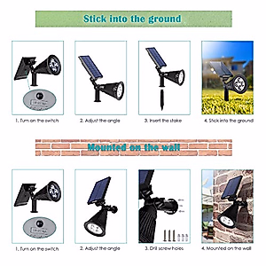 URPOWER Solar Lights Outdoor, 2-in-1 Waterproof Adjustable Solar Spotlights Outdoor Wall Light, Dusk-to-Dawn Solar Powered Landscape Lights for Backyard/Garden/Pathway/Pool/Porch (4Pack, Cool White)