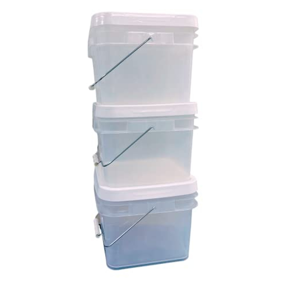 House Naturals 2 Gallon Square Food Grade Bucket Container Pail with Lid Metal Handle (Pack of 3) Made in USA