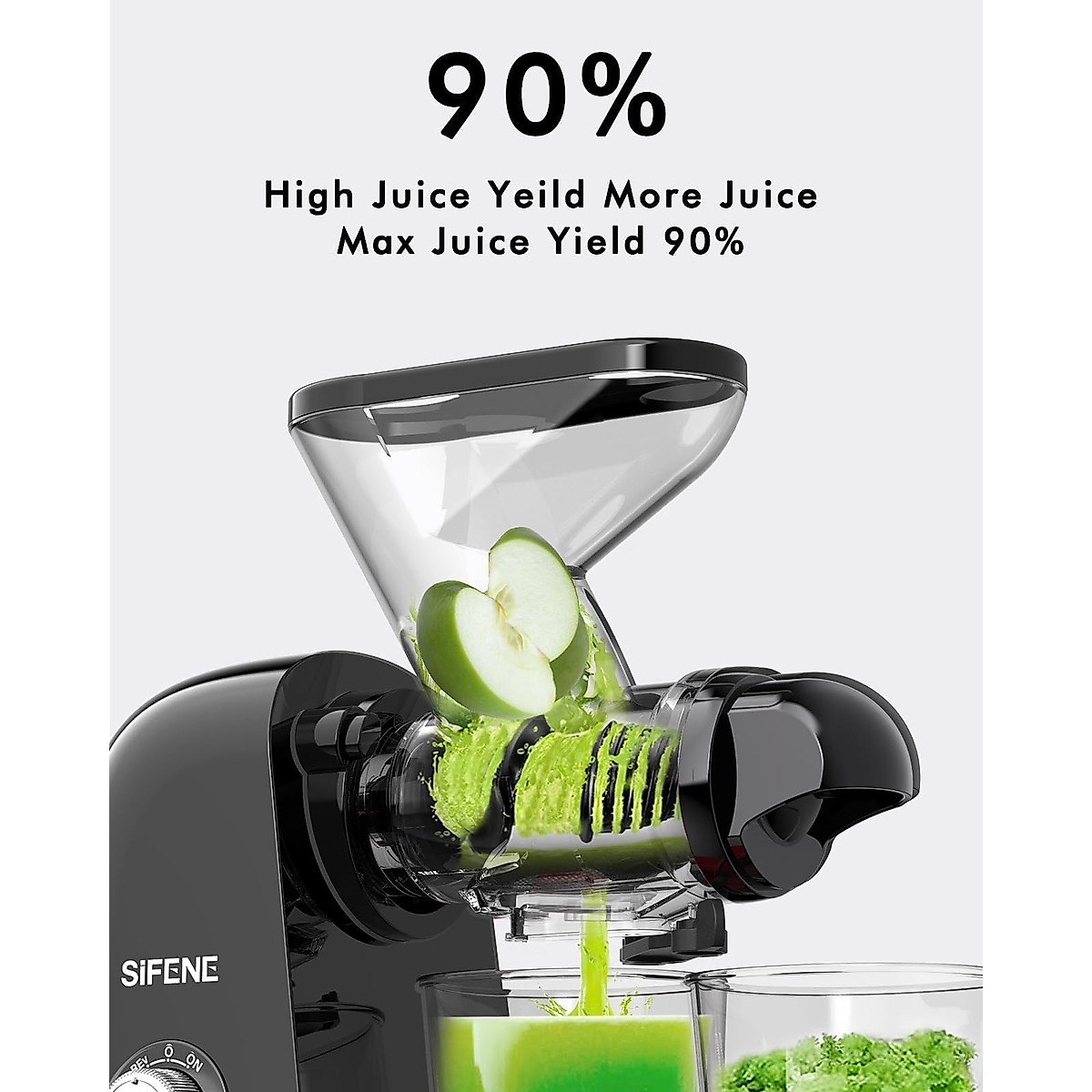 SiFENE Cold Press Juicer Machine, Compact Single Serve Slow Masticating Juicer, Vegetable and Fruit Juice Extractor Maker Squeezer, Easy to Clean, Non-BPA (Black)