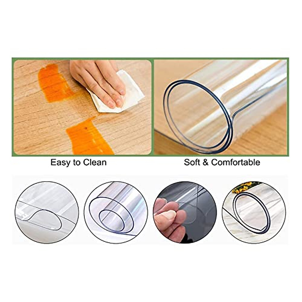 Clear PVC Desk Chair Mat Chair Mat for Carpet Floors, Floor Protectors for Chairs, Floor Mat for Home Office Study,0.8/0.9/1/1.2/1.4/1.6m Wide,Waterproof Clear Carpet Runner for Hallway & Hardwood Fl