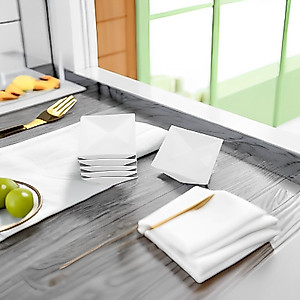 Yesland 6 Pack Square Ceramic Dip Bowls Set - 4 oz White Dishes/Sauce Bowls for Tomato Sauce, Ketchup, Soy, BBQ and other Party Dinner in Kitchen