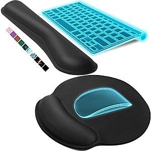 KTRIO Ergonomic Mouse Pad with Wrist Support, Comfortable Keyboard Wrist Rest, Memory Foam Wrist Pad for Keyboard, Mouse Pad Sets for Easy Typing & Pain Relief for Computer, Office & Home, Black