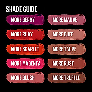 Maybelline Color Sensational Ultimatte Matte Lipstick, Non-Drying, Intense Color Pigment, More Ruby, Ruby Red, 1 Count