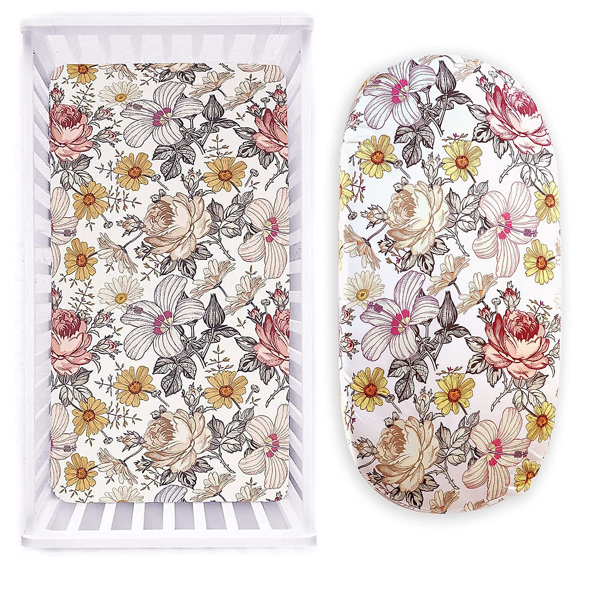 Floral Crib Sheet and Floral Bassinet Sheet