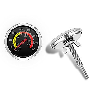 DOZYANT BBQ Charcoal Grill Smoker Temperature Gauge Pit Barbecue Thermometer Fahrenheit and Heat Indicator for Meat Cooking Port Lamb Beef, Stainless Steel Temp Gauge