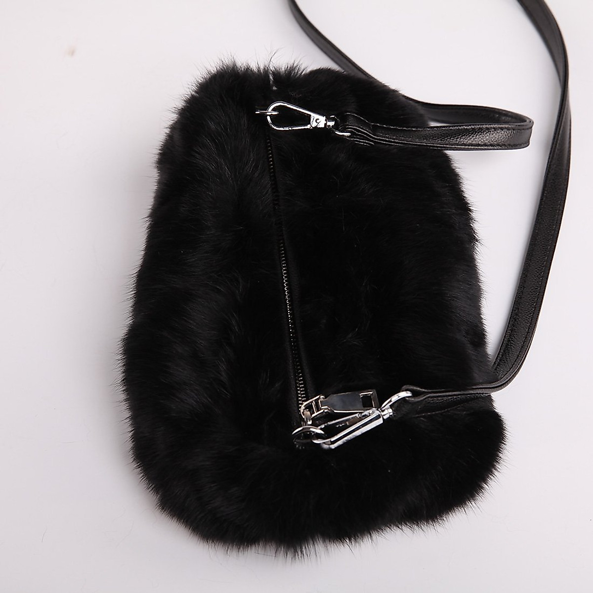URSFUR Women Warm Hand Muff Genuine Rabbit Bag Purse Winter Hand Warmer