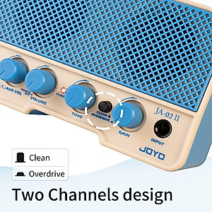 JOYO JW-03 Wireless Guitar Transmitter Receiver and JA-02 II Mini Practice Guitar Amplifier 5W Blue