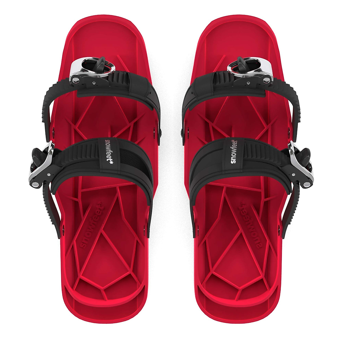 Snowfeet - Mini Short Ski Skates for Snow | Skis for Winter Shoes | Short Snowskates Snowblades Skiboards | The Real Original (RED)