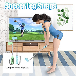Nintendo Switch Sports Accessories, Nintendo Switch Sports Leg Strap, Switch Wrist Straps, Switch Boxing Grips, Switch Tennis Racket and Switch Golf Club - Blue and Green