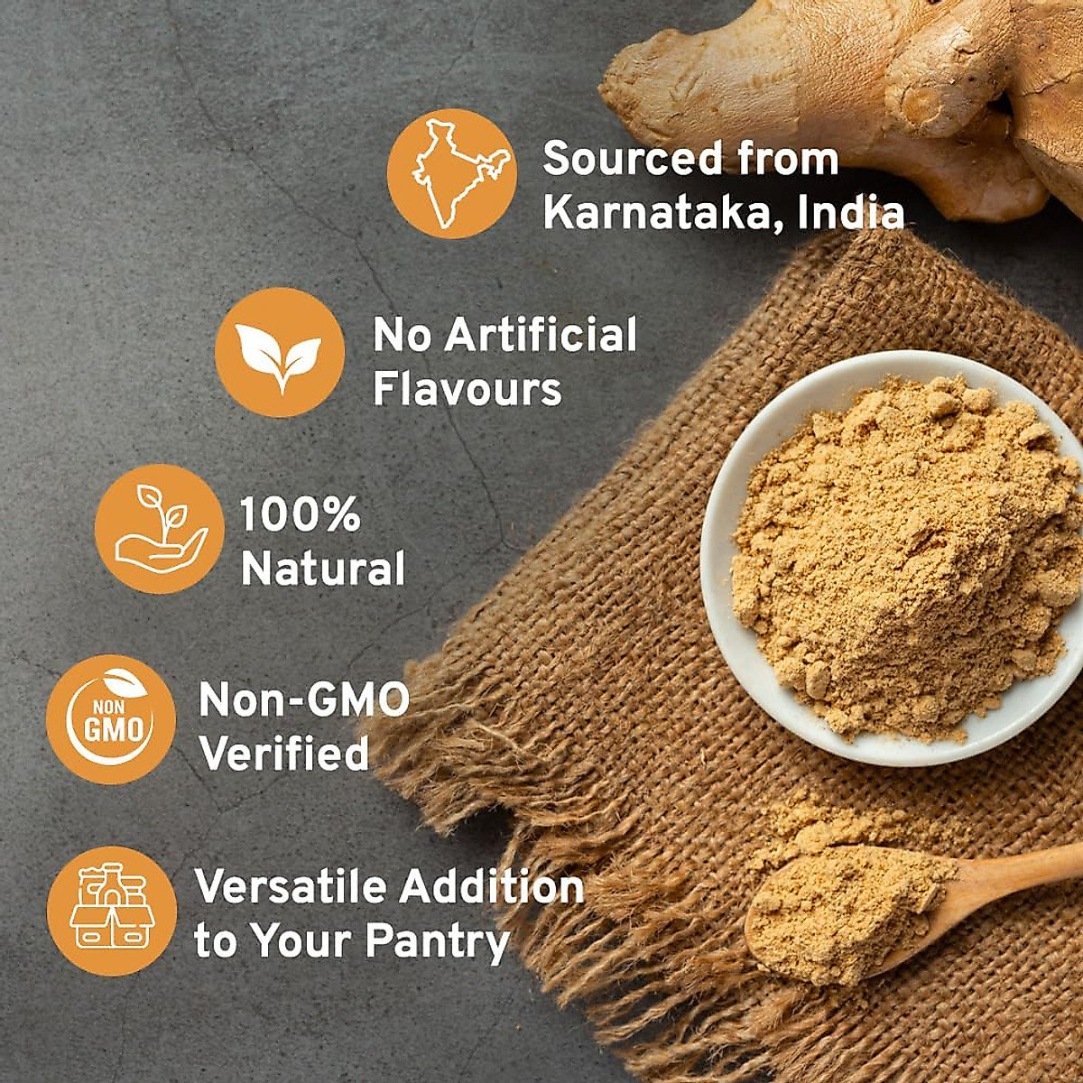 SPICE TRAIN, Ginger Powder (14oz/397g) No Additives, No Preservatives, No Fillers | Ginger Root Powder from India | Raw, Gluten Free, Non GMO | Perfect for Cooking, Baking | Resealable Zip Lock Pouch