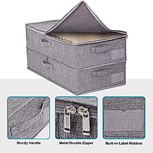 Sillars Under Bed Storage, Foldable Under Bed Storage Containers with Sturdy Structure for Organizing Clothes, 2 Pack, Grey, 30"L x 15"W x 6.7"H