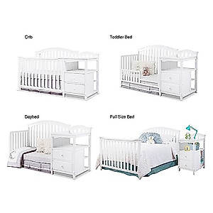 Sorelle Furniture Berkley Crib, Classic 4-in-1 Convertible Crib, Made of Wood, Non-Toxic Finish, Wooden Baby Bed, Toddler Bed, Child’s Daybed and Full-Size Bed, Nursery Furniture - White