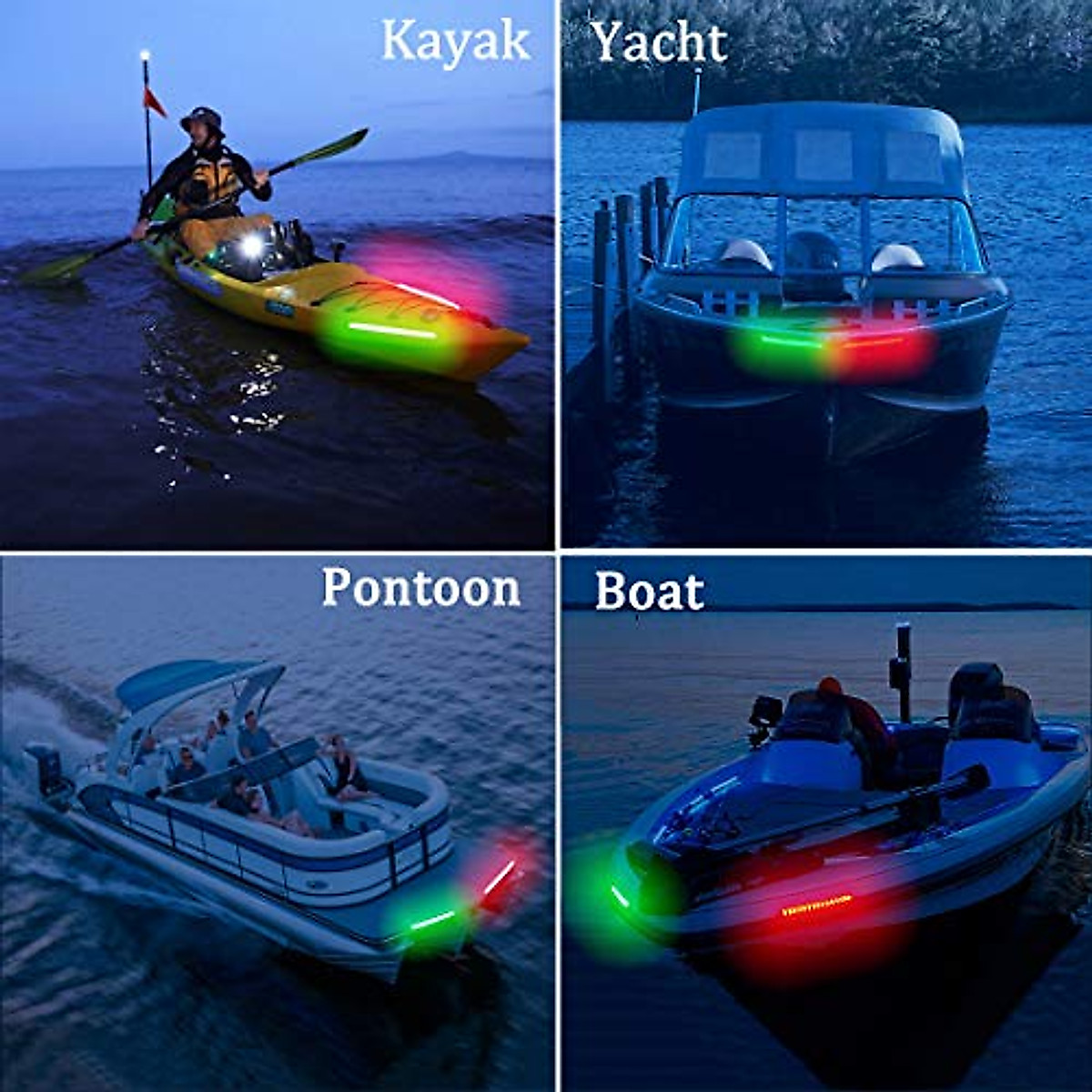 Botepon Navigation Led Lights For Boats , Red and Green Bow Lights, Boat Night Fishing Lights, Deck Lights, IP67 Waterproof for Pontoon Boat Bas Boat Dinghy Kayak Jon Boat Yacht