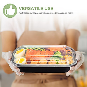 Glotoch Meal Prep Container, 50 Pack 28OZ 1 To Go Containers, Black Plastic Containers With Lids For Storage-Microwave&Freezer&Dishwasher Safe, BPA-Free, Durable&Stackable