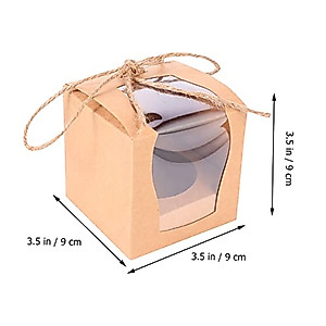 STOBOK 10pcs Cupcake Packing Boxes Kraft Cupcake Boxes Mini Cake Boxes Sheer Ribbon Clear Cake Box Wedding Candy Boxes Take-out Container Pastry Gift Box Transparent Cake Box Cake Holder