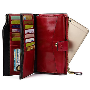 YALUXE Women's Genuine Leather Wallet RFID Blocking Multi Card Holder with Cell Phone Pocket Mothers Day Gifts