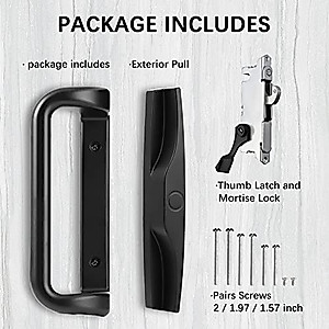 House Guard Black Patio Door Handle Set with Mortise Lock,Suitable for Replacement Sliding Doors Lock 3-15/16”Screw Hole Spacing.Choices That Add a Unique to Your Patio Glass Sliding Door.