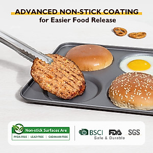 HONGBAKE 2 Pack 4-Cup Large Muffin Top Pan Set of 2 and 8-Cavity Mini Loaf Baking Pan