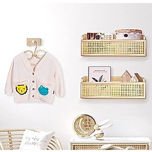 Orangepals Rattan Baby Hangers - Bamboo Clothes Hangers - Rattan Décor - Wooden Baby Hanger - Boho Nursery Décor - Set of 4