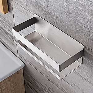 ZSFBIAO Metal Bathroom Shelf Stainless Steel Shower Shelf No Drilling Required Organizer Wall Mount Shampoo Rack Self Adhesive Kitchen Wall Floating Shelves (Color : A)