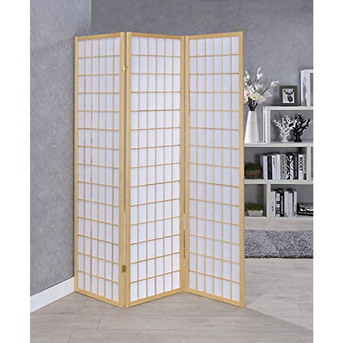 Coaster Home Furnishings 3-Panel Folding Screen Natural and White 4621