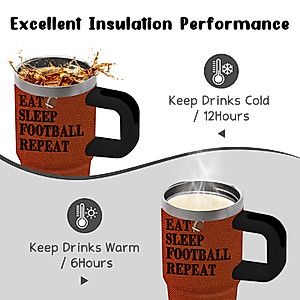 Football Gifts for Boys 8-12, Kids Football Tumbler with Handle and Straw 14 Oz, Insulated Stainless Steel Footballs Stuff Mug for Little Boys Girls Player Lovers Fans