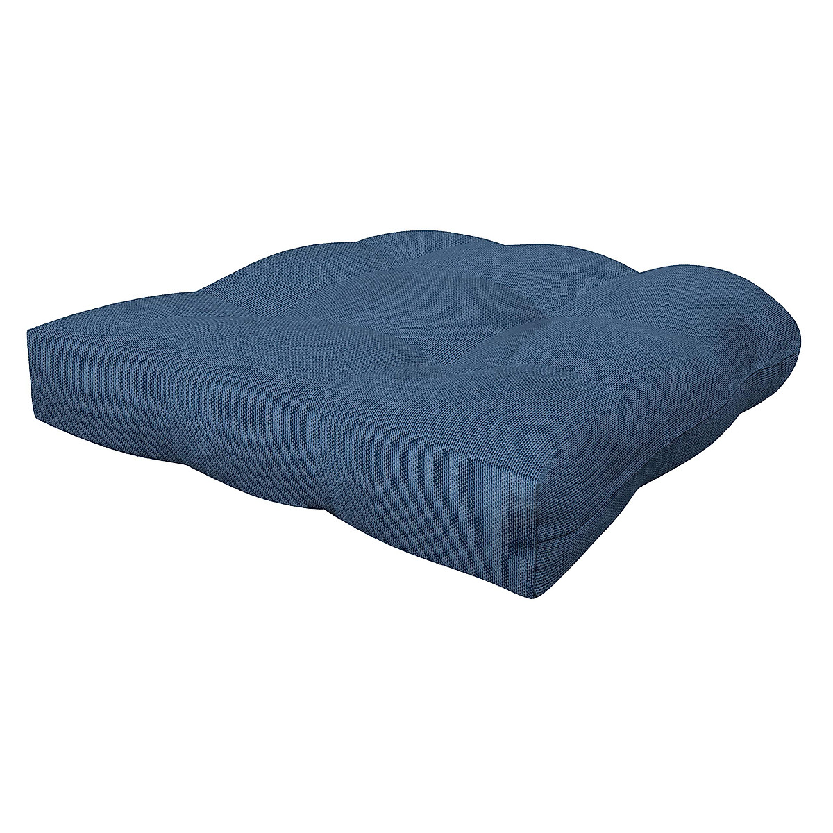 Honeycomb Indoor/Outdoor Textured Solid Pacific Blue Contoured Tufted Seat Cushion: Recycled Polyester Fill, Weather Resistant, 2 Count (Pack of 1) Patio Cushions: 19.5" W x 18.5" D x 4" T