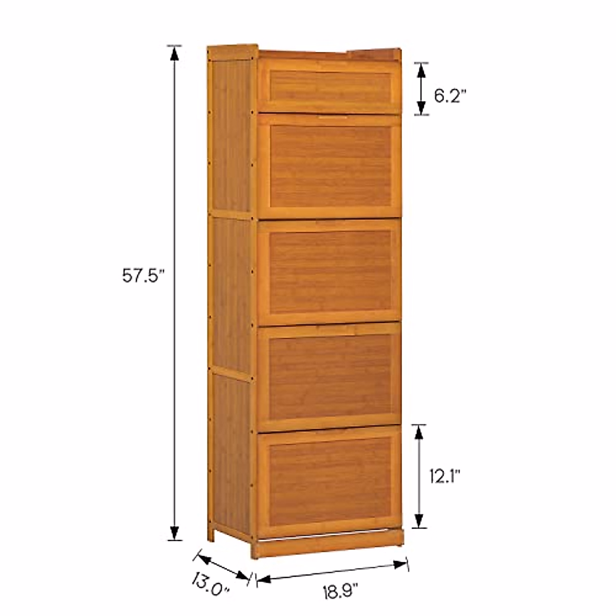 MoNiBloom Bamboo 9-Tier Shoe Organizer Storage Cabinet with Pull-Down Door 27-Pair Heels Boots Freestanding, Entryway, Brown