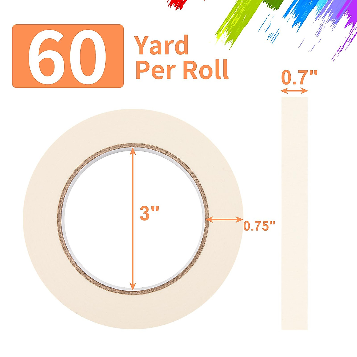 KICNIC White Masking Tape 1 Pack, General Purpose Painter's Tape 0.7inch x 60yard, Beige Crepe Paper Tape for Painting, Labeling, Packing, Craft, Art