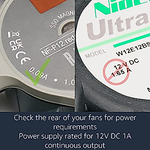 CRJ PC Fan Power Supply - 50-Inch, DC 12V1A - AC Power Adapter for 3-Pin & 4-Pin Computer Cooling Fans