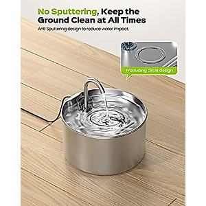 AOOGITF Cat Water Fountain, 304 Stainless Steel Pet Water Fountain, 24/7 Keep The Water Fresh, 74oz Capacity, Ultra-Quiet, No Sputter, Compact, Easy Cleaning, Suit for Pets