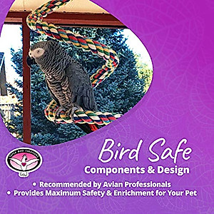Super Bird Creations SB326 Colorful Cotton Bungee Rope Bird Toy, Large/XL Bird Size, 1.25” Diameter x 97”,Varies