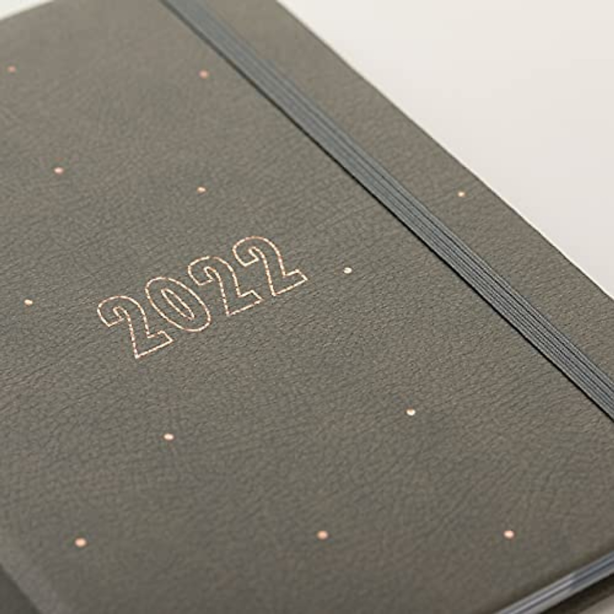 Busy B Busy Life Diary January to December 2022 - A5 Grey Faux Leather Week to View Planner with Dual Schedules, Pen Holder and Pockets