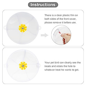 Bird Creative Foraging System Wheel Seed Food Ball Rotate Training Toy for Small and Medium Parrots Parakeet Cockatiel Conure (Clear)